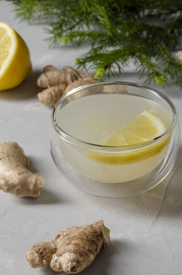 Ginger and Lemon Drink in a Bottle. Copy Space Stock Photo - Image of ...