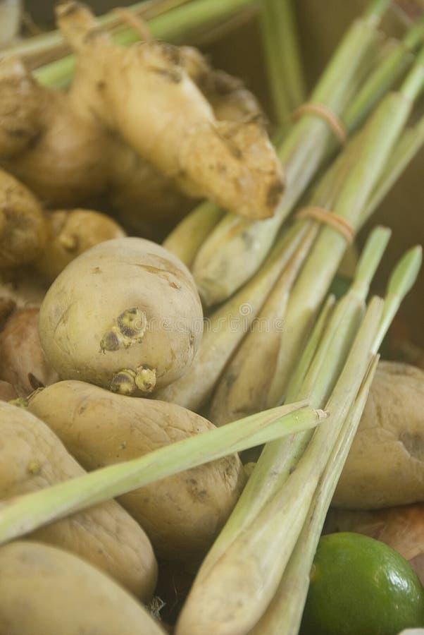 Ginger, Lemon Grass, Potato and Lime Stock Image - Image of root, lemon ...