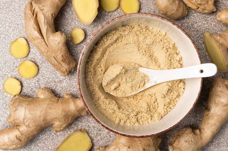 Ginger Powder, Ground Ginger Root, Top View. Stock Photo - Image of ...