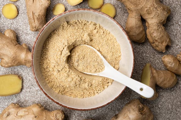 Ginger Powder, Ground Ginger Root, Top View. Stock Photo - Image of ...