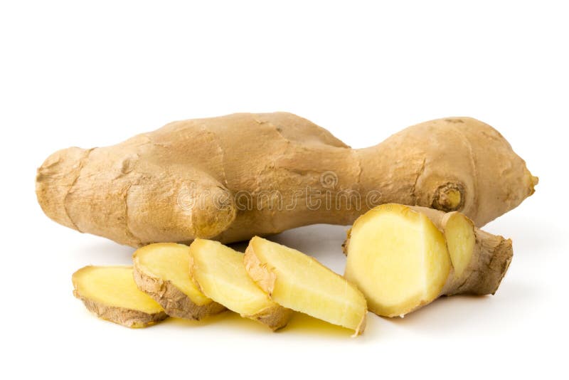 Ginger Root and Cut Pieces on a White Stock Photo - Image of aroma ...