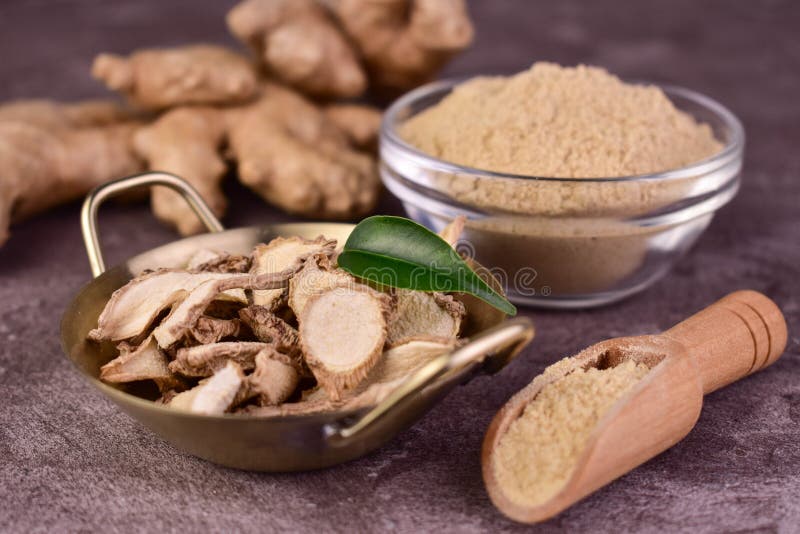 Ginger Root, Fresh, Dried and Ground. Concept of Food Preparation ...