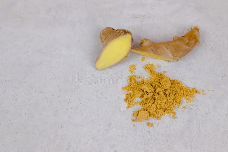 Ginger Root and Ginger Powder Top View Stock Photo - Image of detox ...