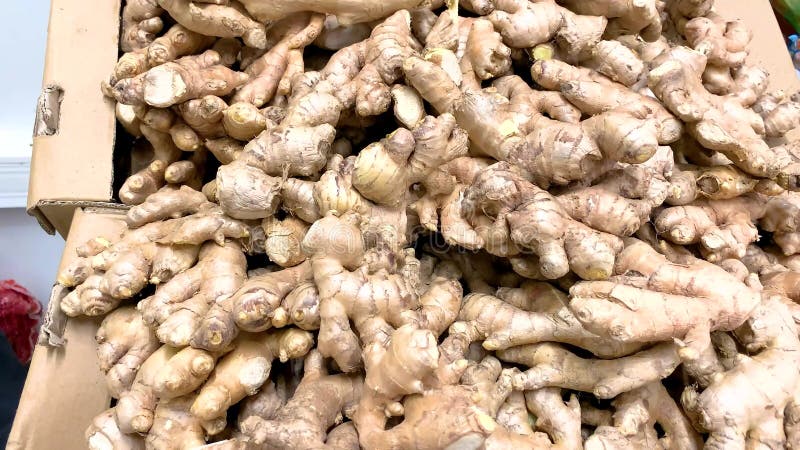 Ginger Root in Large Boxes Sold in a Shopping Mall Stock Video - Video ...
