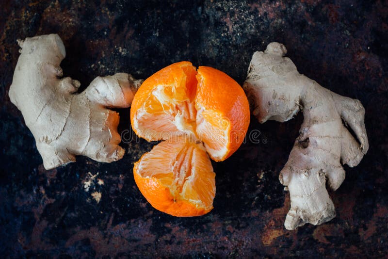 Ginger root with orange stock image. Image of diet, healthy - 87284701