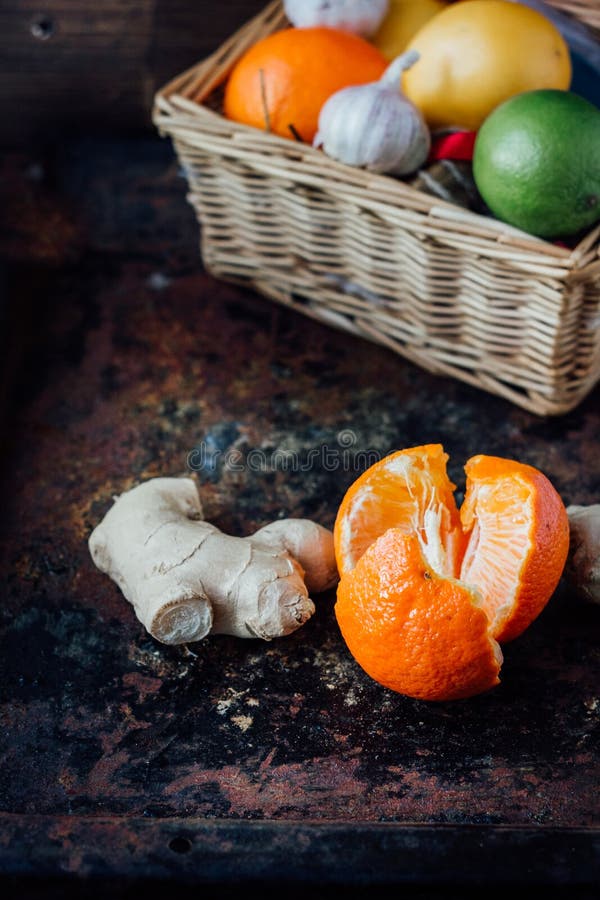 Ginger root with orange stock photo. Image of orange - 89378864