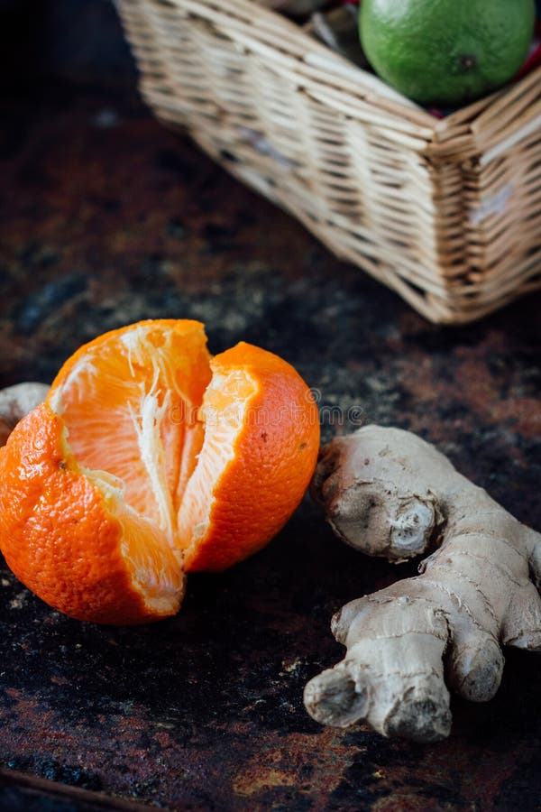 Ginger root with orange stock image. Image of organic - 91739271