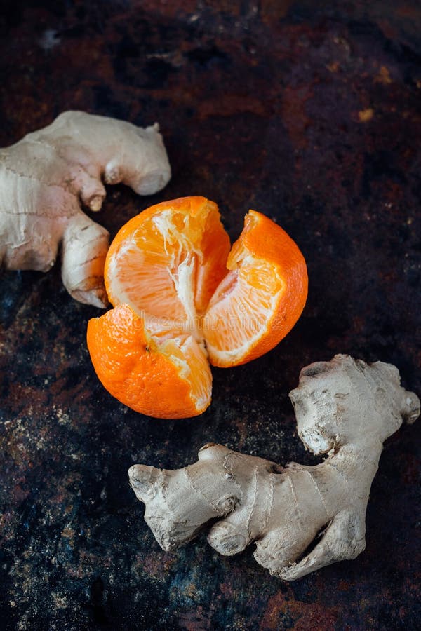 Ginger root with orange stock photo. Image of healthy - 102413810