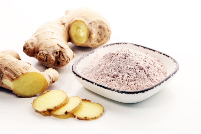 Ginger Root and Ginger Powder in the Bowl Stock Image - Image of ...