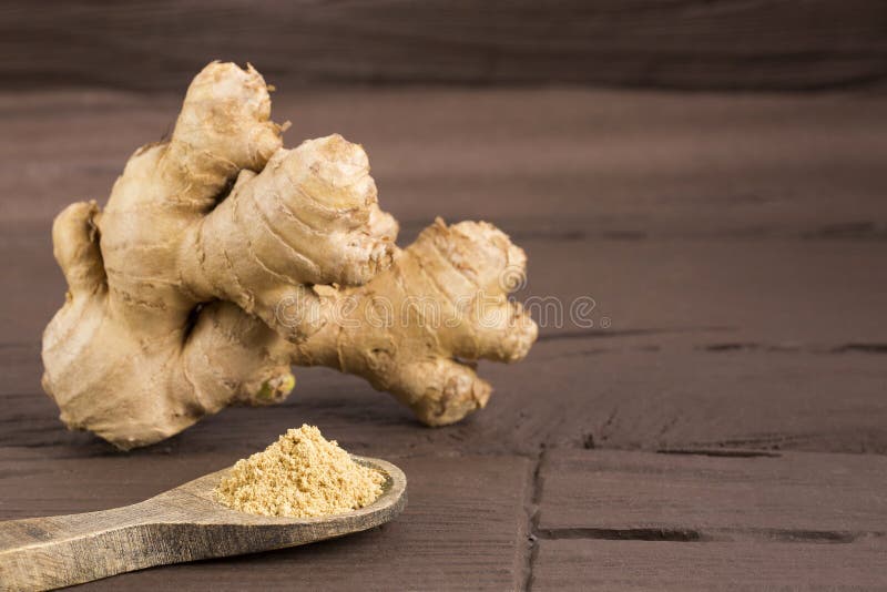 Ginger Root and Ginger Powder Stock Photo - Image of ground, healthy ...