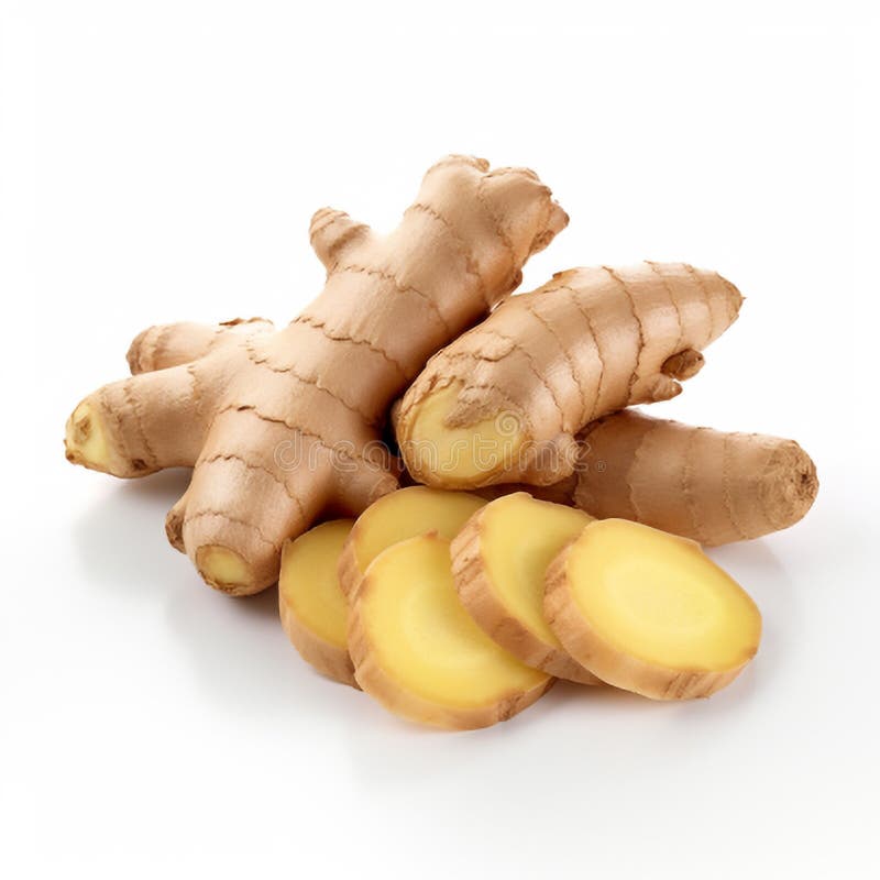 Ginger Root and Slices Isolated on White Background with Clipping Path ...