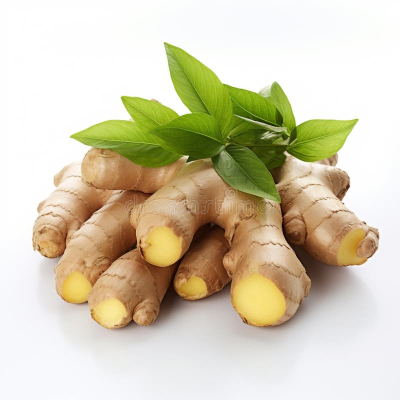 Ginger Root and Slices on a White Background Stock Illustration ...