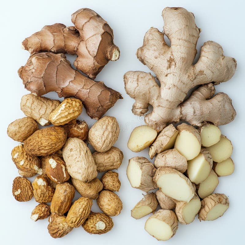 Ginger and Roots on Flat Surface Stock Image - Image of spices, herb ...