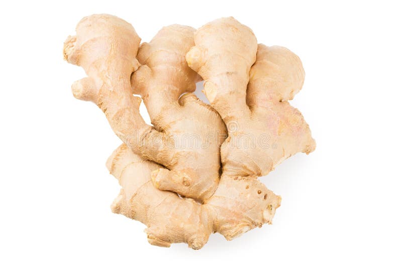 Ginger Roots Isolated on White Background. Top View Stock Image - Image ...