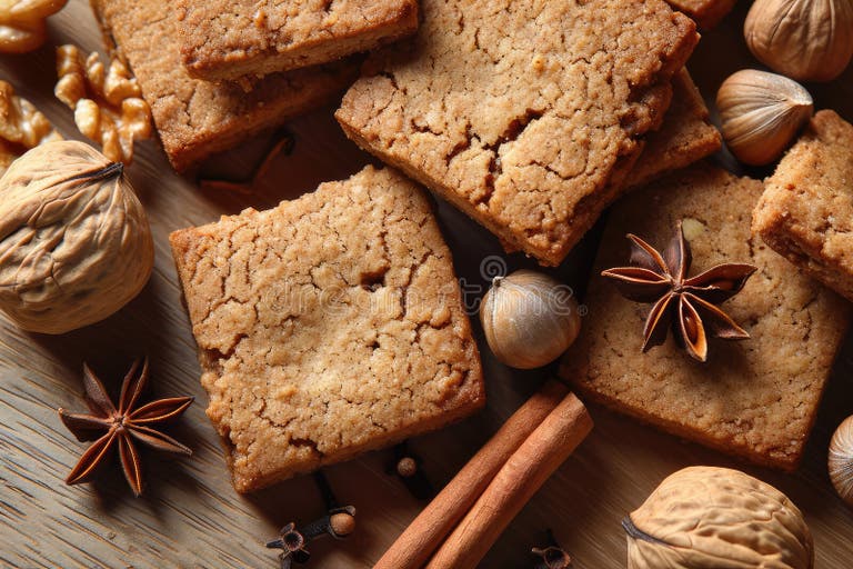 Ginger Snap. Rectangular Ginger Nut Biscuit Square Cookies with ...