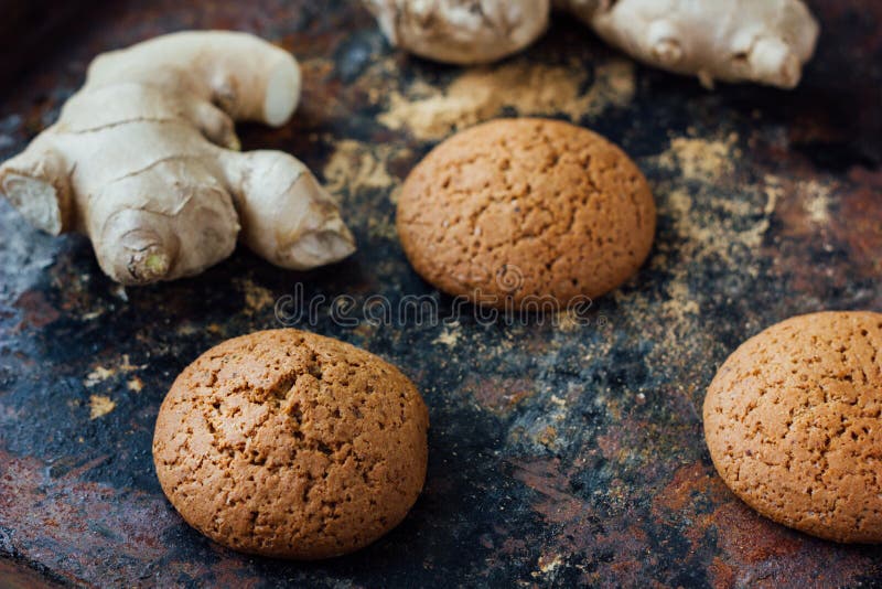 Ginger snaps on black stock photo. Image of organic, black - 87284488