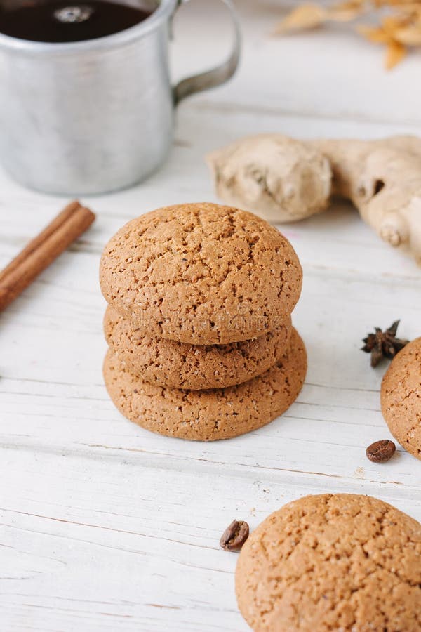 Ginger snaps on white stock image. Image of organic, brown - 86735969