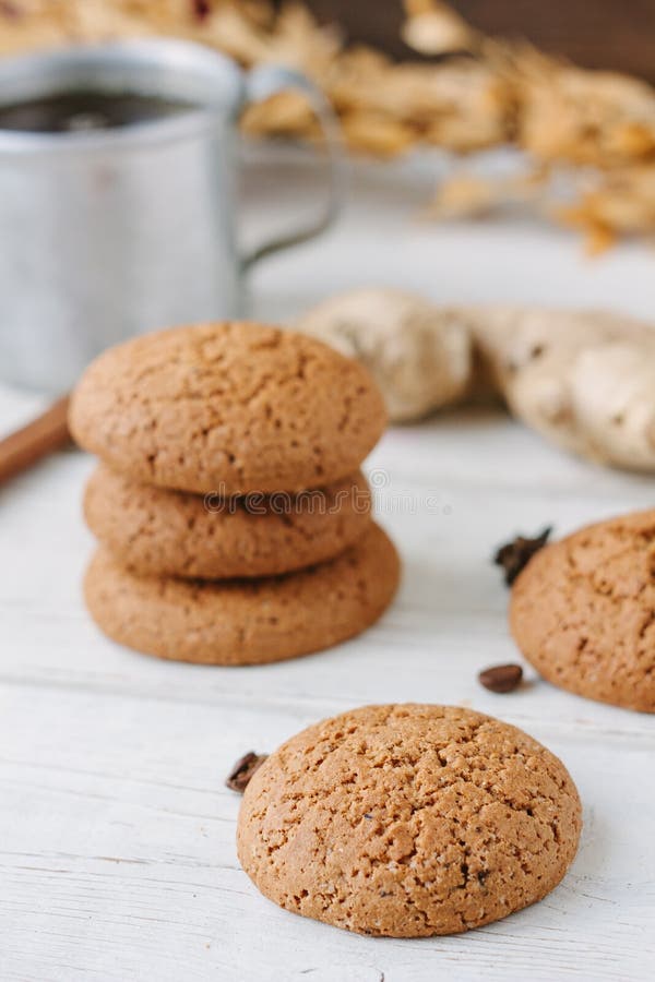 Ginger snaps on white stock photo. Image of organic, brown - 88490470