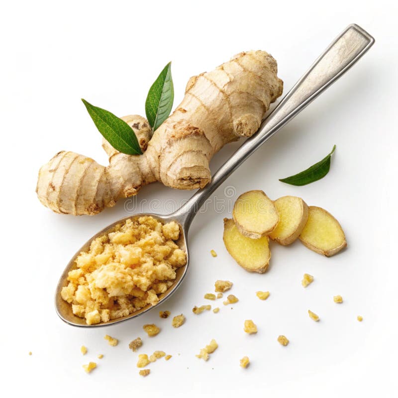 Ginger on Spoon Isolated on Transparent Background Stock Illustration ...