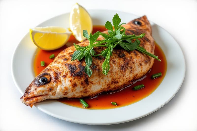 Ginger-Steamed Whole Fish Dish Stock Illustration - Illustration of ...