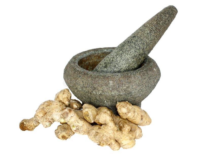 Ginger with stone pounder stock image. Image of flavoring - 43936275