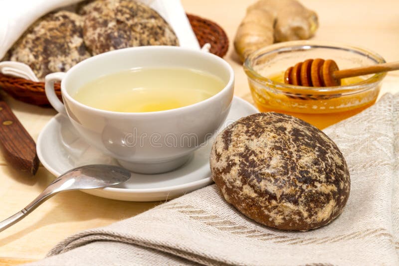 Ginger Tea and Gingerbread Cookies Stock Photo - Image of closeup ...