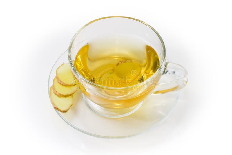 Ginger Tea in Glass Cup and Fresh Ginger Slices Stock Photo - Image of ...