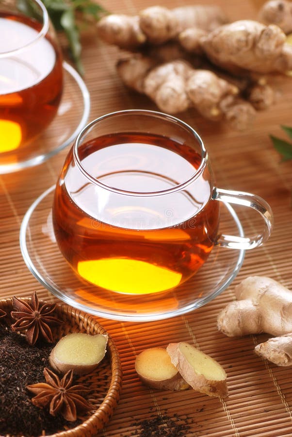 Ginger tea in glass cup stock image. Image of herbal - 45253205
