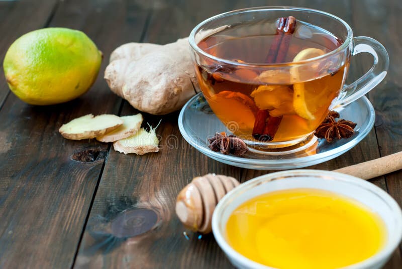 Ginger Tea with Lemon and Honey Stock Image - Image of honey, rustic ...