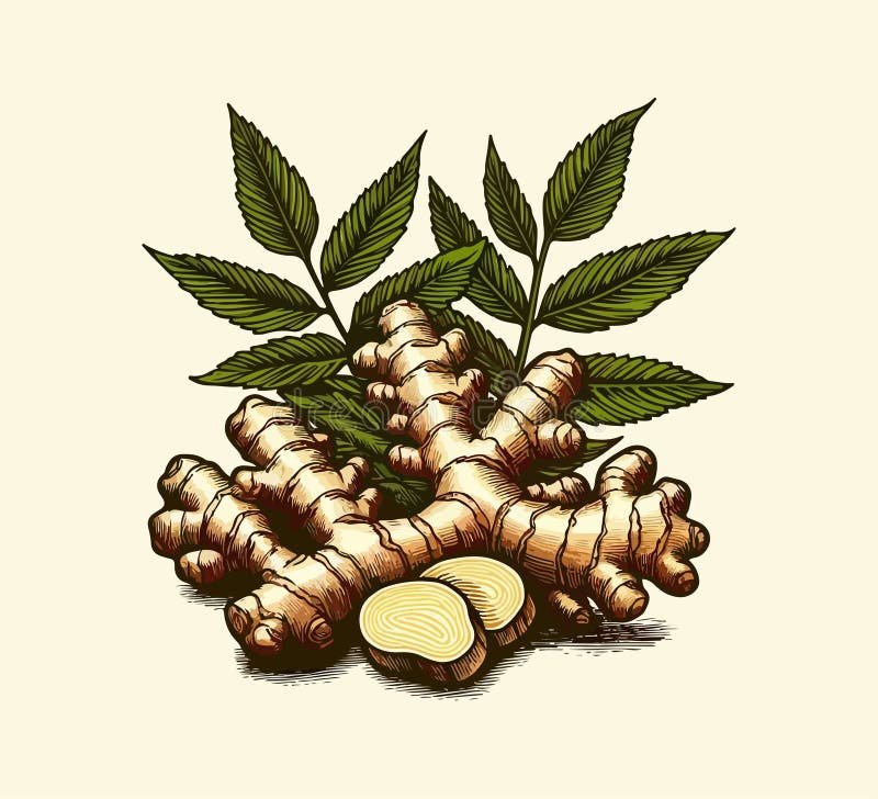 Ginger Vector Hand Drawn Black and White Stock Illustration ...