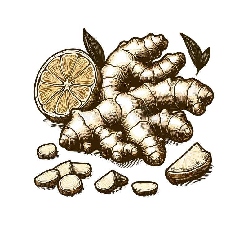 Ginger Vector Hand Drawn Black and White Stock Illustration ...