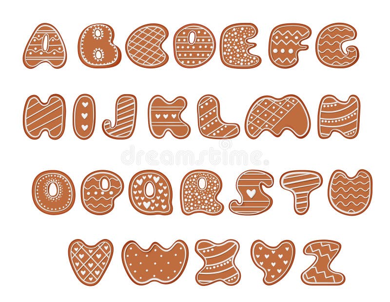 Gingerbread Alphabet. Creative Gingerbread Typography Design. Biscuit ...