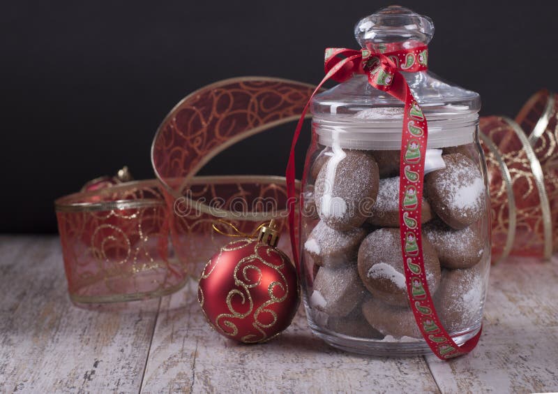 Gingerbread in the Bank of Glass Stock Image - Image of card, cookies ...