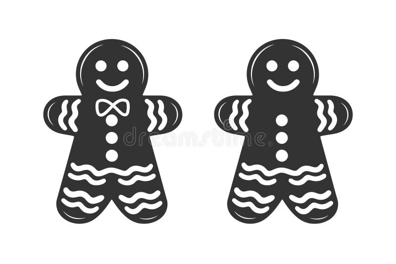 Gingerbread Black and White Silhouette Icon. Vector Illustration Design ...