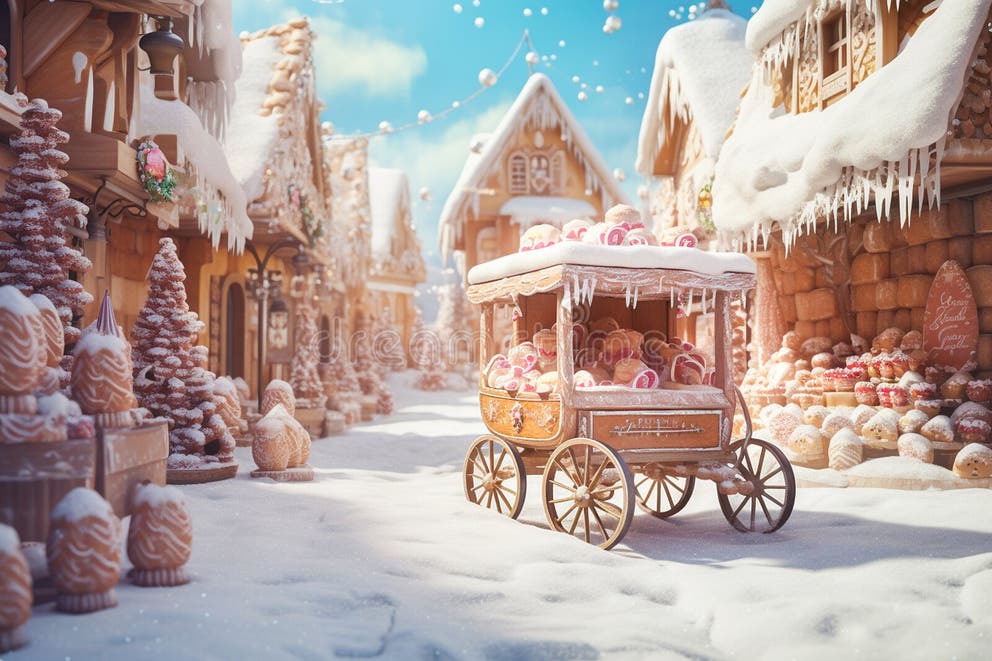 Gingerbread Cart. Ai Generated Image Stock Illustration - Illustration ...
