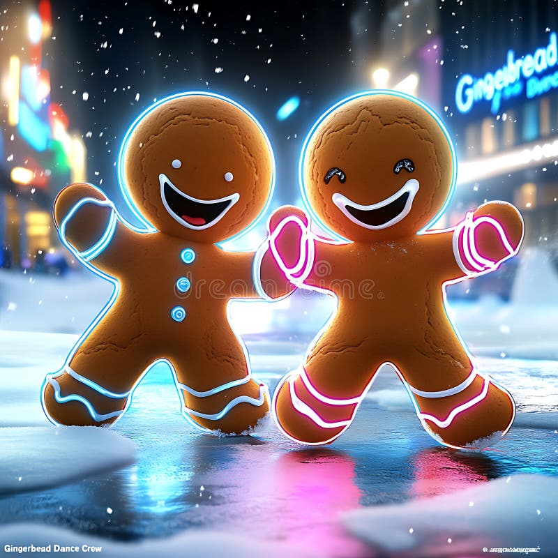 Gingerbread Characters Performing Dance Routine Stock Illustration ...
