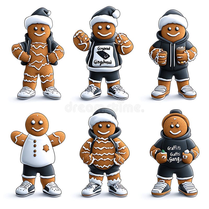 Gingerbread Characters in Urban Graffiti Style Stock Illustration ...