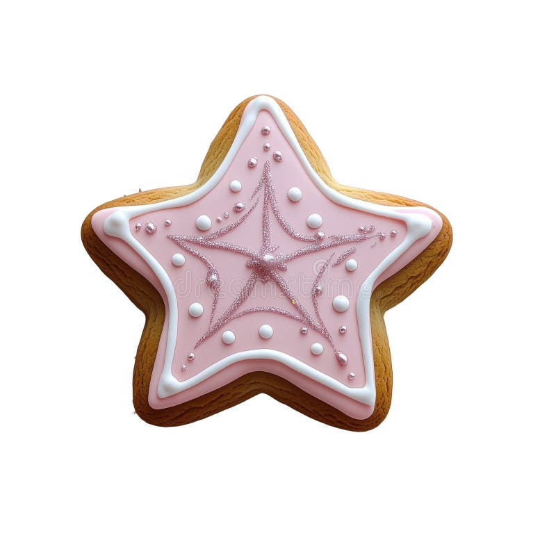 Gingerbread Christmas Pink with Royal Icing Snowflake on Transparent ...