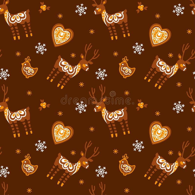 Gingerbread. Christmas Seamless Pattern on Scandinavian Style Stock ...