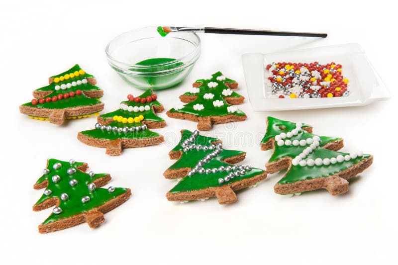 Gingerbread Christmas Tree Cookies Stock Photo - Image of biscuit ...