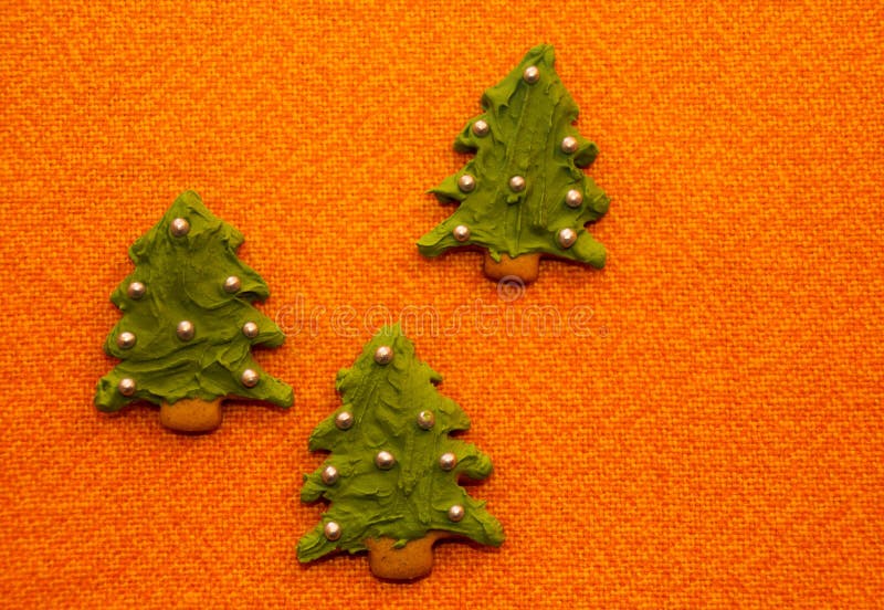 Gingerbread Christmas Trees Forest Stock Image - Image of baked, form ...