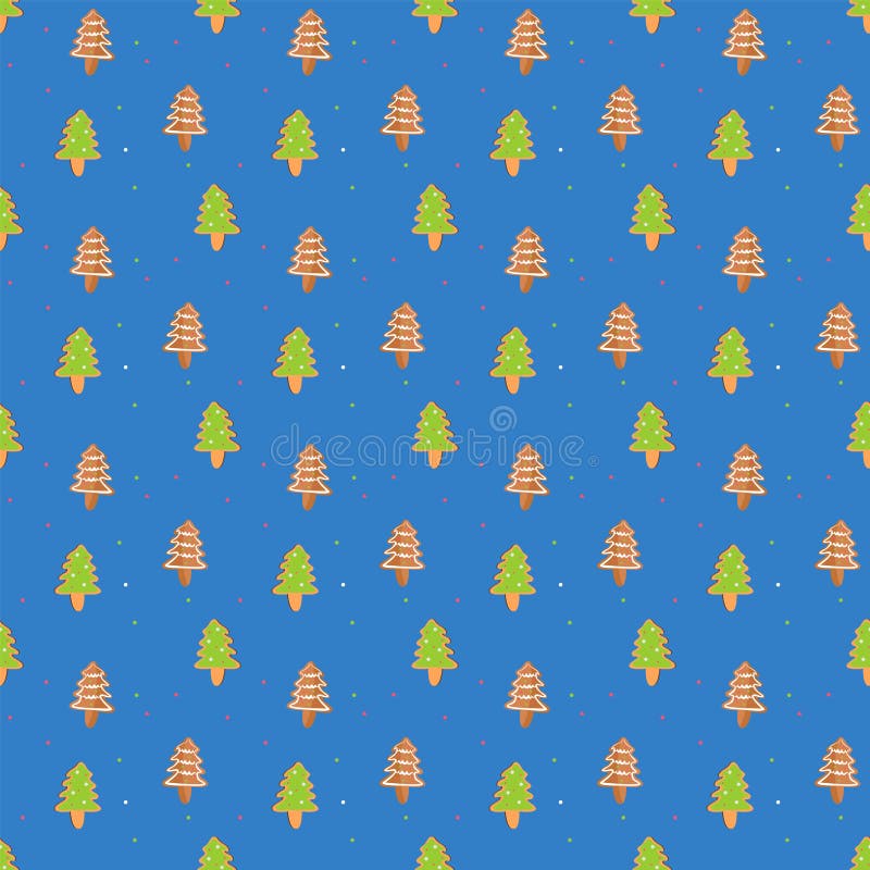 Gingerbread Christmas Trees Pattern with Christmas Pattern Stock Vector ...