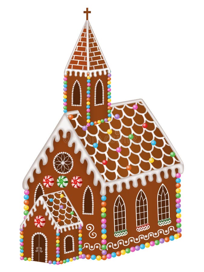 Gingerbread Church with Christmas Candies Stock Vector - Illustration ...