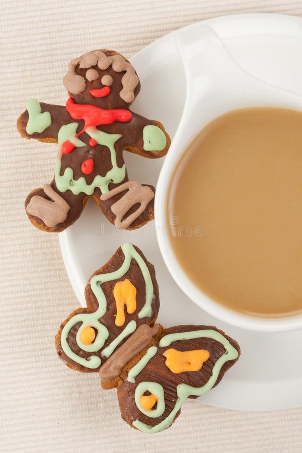 Gingerbread and coffee stock photo. Image of shape, bakery - 18143198