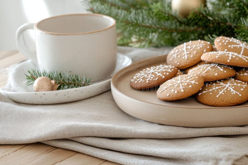 Gingerbread Cookie Baking Setup on Rustic Table with Warm Natural Light ...