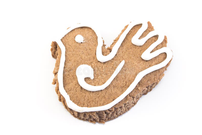 Gingerbread Cookie Bird Isolated on White Stock Image - Image of flour ...