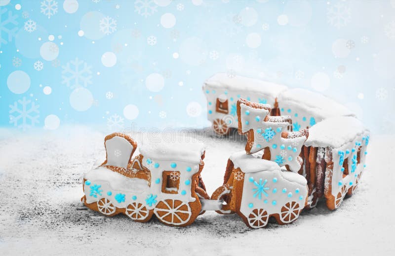 Gingerbread Cookie in the Form a Christmas Train Stock Image - Image of ...