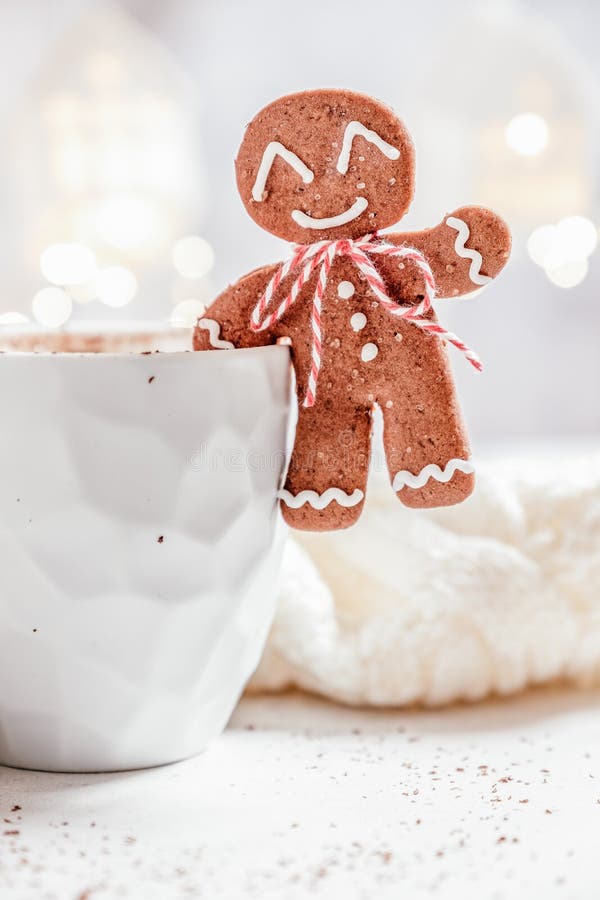 Gingerbread Man in Hot Chocolate Stock Image - Image of food, cheerful ...