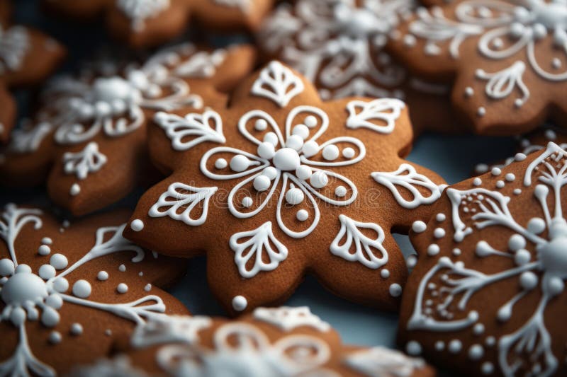 Gingerbread Cookie Pattern with Icing Details. Generative AI Stock ...