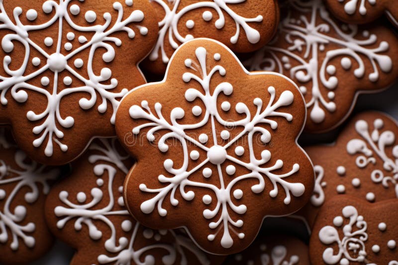 Gingerbread Cookie Pattern with Icing Details. Generative AI Stock ...